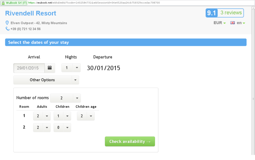 Online Reception: Selezione Occupancy